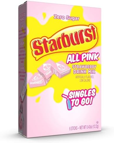 Amazon.com : Starburst Singles To Go Powdered Drink Mix, Strawberry, 1 ...