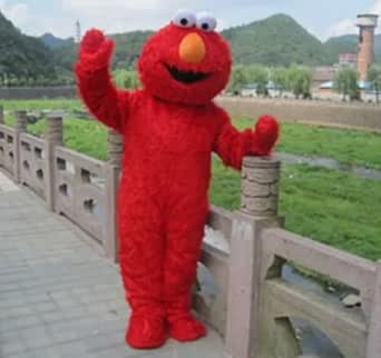 Amazon.com: FurryMa Animal Red Elmo Complet Mascot Costume Fancy Dress ...