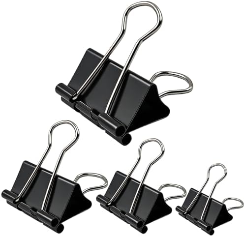 100 Pcs Binder Clips Black, Assorted Size Foldback Clips 32mm 25mm 19mm ...