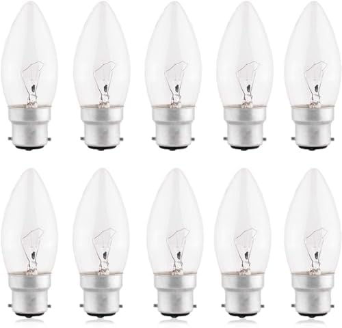 10 Pack B22 Candle Light Bulb, Bayonet Light Bulb 2̣5̣Ẉ, Dimmable Bulb ...