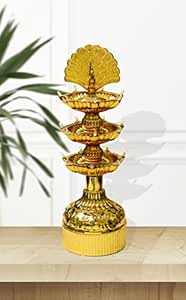 Buy COSMO GROUP Designer 3 Step Revolving Samay (Golden Colour with Led ...