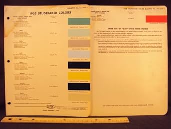 1955 STUDEBAKER Paint Colors Chip Page: Studebaker Brothers ...