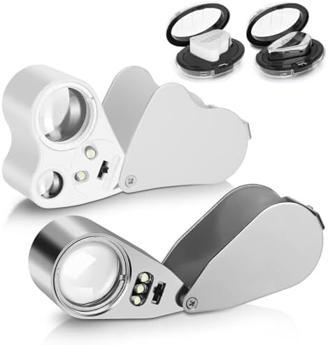 2 Pieces Jewelers Loupe 30X 60X 90X Illuminated Jewelers Eye Loupe ...