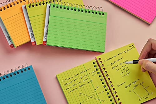Snapklik.com : 1InTheOffice Spiral Index Cards 3x5, Neon Index Cards, Assorted Bright Colors ...