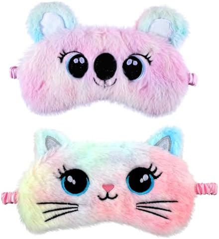 Amazon.com: 2 Pcs Plush Eye Mask Soft Sleeping Blindfold Eye Cover ...