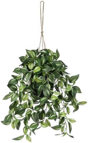 Amazon.com: Briful Artificial Hanging Plants in Black Pot 17.7 ...