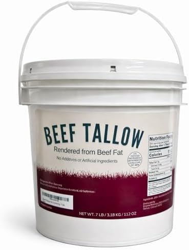 Amazon.com : Beef Tallow for Cooking 7 LB Bulk Pail w/Safety Seal No ...