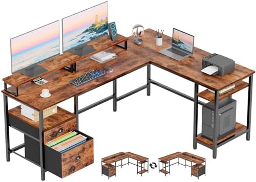 Amazon.com: SEDETA 94.5" L Shaped Desk, Reversible Computer Desk with ...