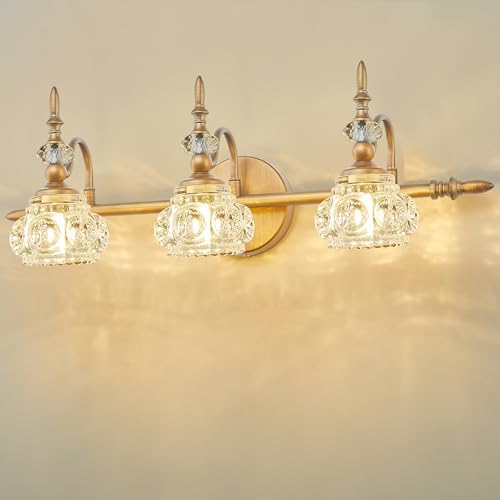 Bathroom Vanity Lights, Antique Brass Gold Bathroom Light Fixtures Over Mirror,Vintage Vanity ...