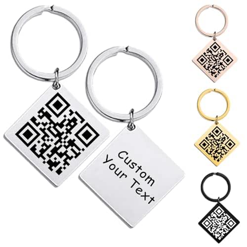 Amazon.com: VectWaby Personalized QR Code Keychain, Custom Key Ring ...