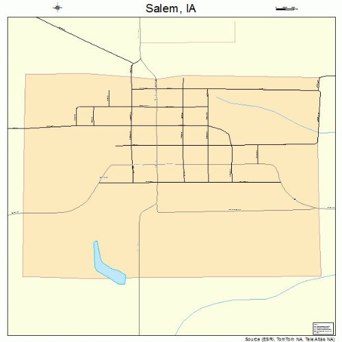 Large Street & Road Map of Salem, Iowa IA - Printed poster size wall ...