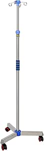 Amazon.com: Adjustable Stainless Steel IV Pole with Wheels - Infusion ...