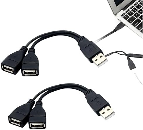 AXFEE USB Splitter 2 Port, Dual USB-Female to Male Cable, Double Usb Y ...