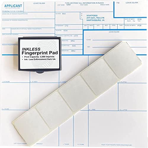Amazon.com : FD 258 Fingerprint Card Kit (6 Cards) with Reusable Ink ...