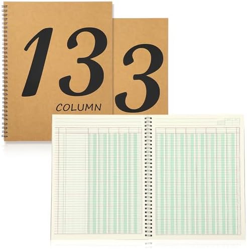 Amazon.com : 2 Pcs 13 Column Ledger Book 8.5 * 11inch Account Book ...