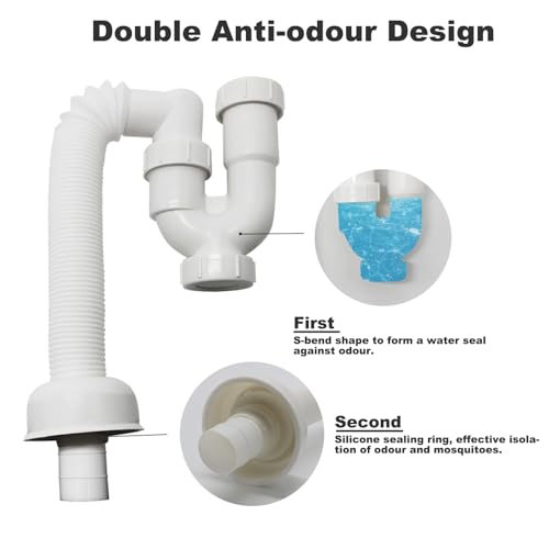 ICEBLUEOR Sink Waste Trap,Flexible Waste Pipe with Multifit Outlet ...