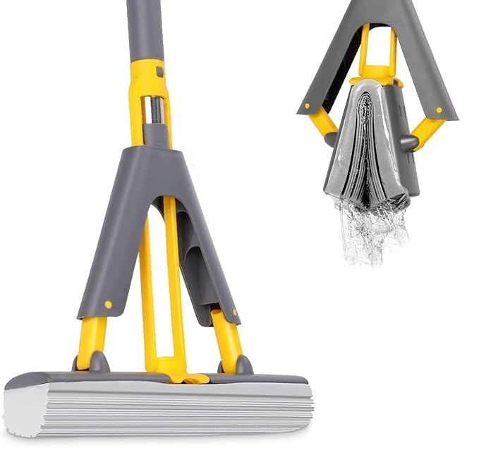 Kresal PVA Sponge Mop for Floor Cleaning, Squeeze Mop with Absorbent ...