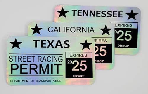 Amazon.com: (3 Pack) Street Racing Permit Sticker Holographic -ANY ...