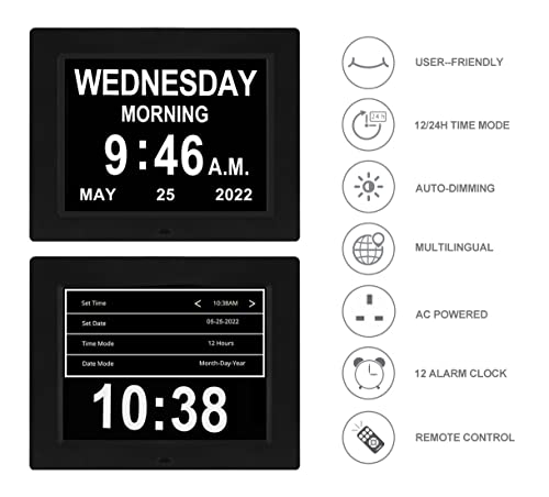 Snapklik.com : Newest Version Large Digital Day Calendar Clock 12 Alarm ...