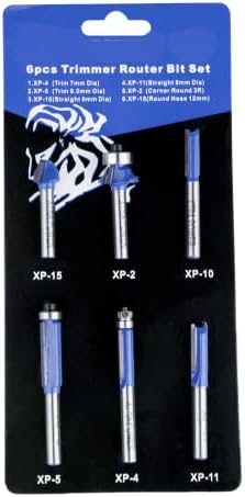 GM002 Tungsten Carbide Router Bits, 6 Piece Router Bit Set, 1/4” Shank ...
