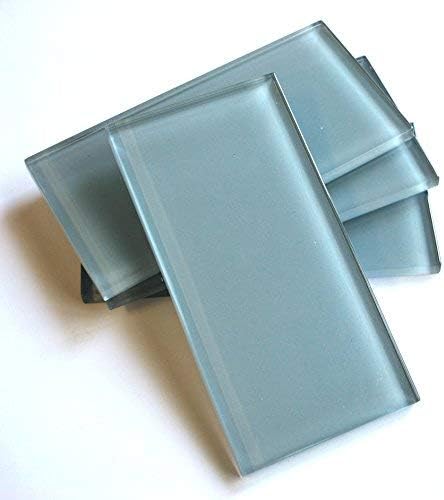 Light Blue Shiny Subway Glass Tile 3x12 Wall Backsplash, 5/16 Inches ...
