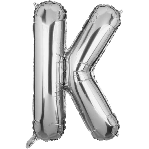 Flyloons Silver K Letter Foil Balloon Alphabets Balloons - Size 16 Inch ...