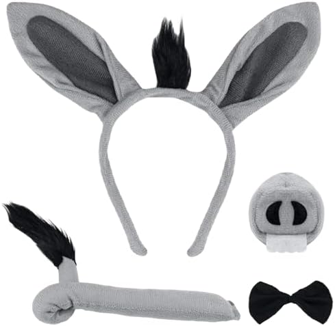 Shrek Party 4-Piece Donkey Costume Accessories Set - Ears Headband ...