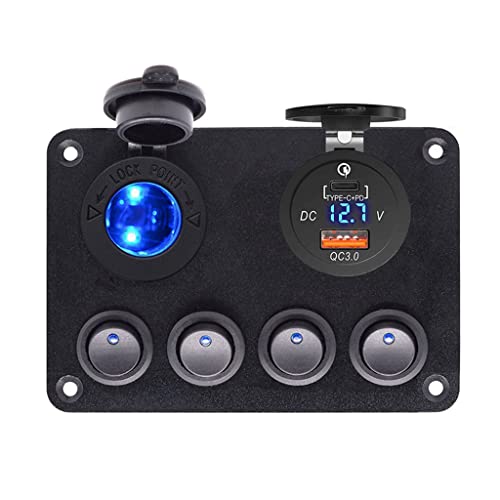 Switchtec 4 Gang Toggle Switch 12V Panel w/Quick Charge 3.0 USB Charger ...