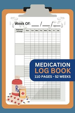 Medication Log Book: Daily Medicine Tracker Journal, Sunday To Monday ...