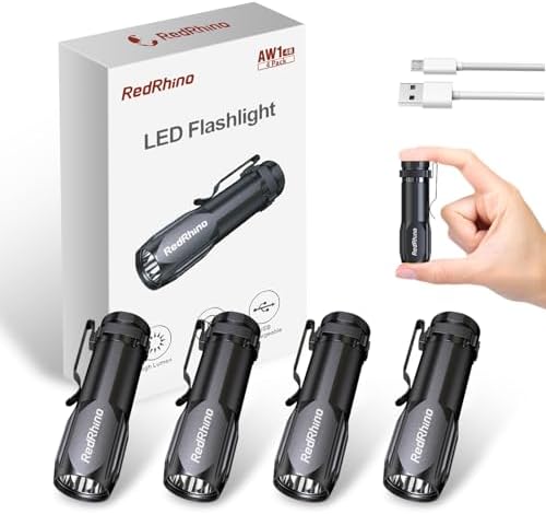 KunHe 5 Pack Mini Small Pocket LED Flashlight, USB Rechargeable ...