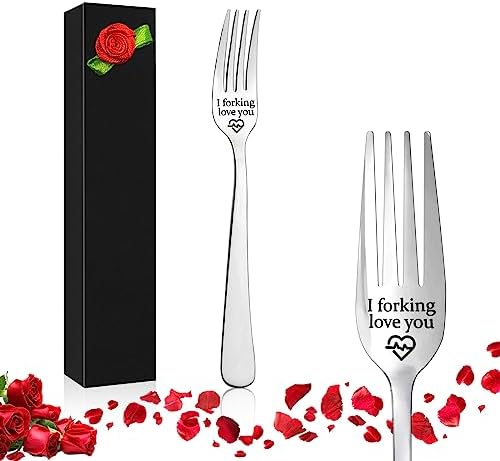 Yueshop Stainless Steel Engraved Fork,Personalized Letter Dinner Fork-I Forking Love You,Unique ...