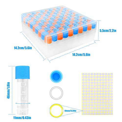 Snapklik.com : 100Pcs 2ml Cryo Tubes Plastic Small Vials