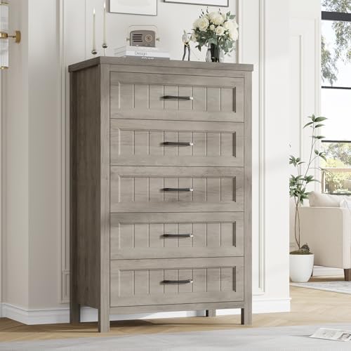 Amazon.com: Jocoevol 5 Drawer Dresser for Bedroom, Farmhouse Dresser ...