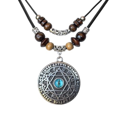 Amazon.com: Double Layer Blue Eye Amulet Seal Solomon Hexagonal Star ...
