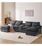 Amazon.com: Suheww Orange Oversized Couch Sectional for Living Room ...