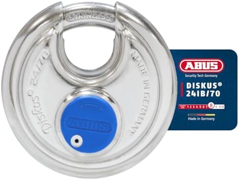 ABUS Diskus Padlock 24IB/70 Made of Stainless Steel - with 360° All-Round Protection - for ...