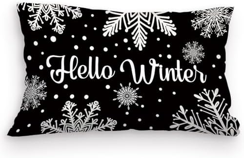 Amazon.com: kdqua Black Christmas Xmas Pillow Covers 12x20, Merry Hello ...