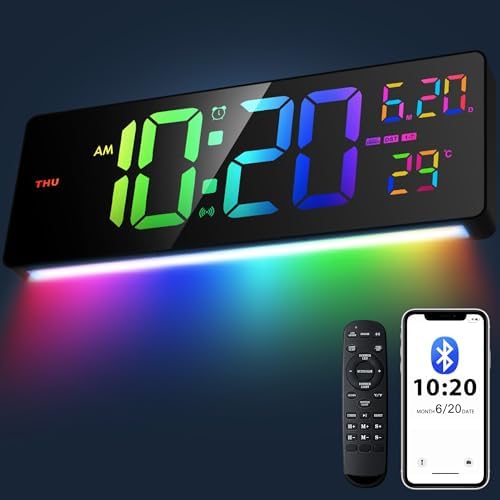 Amazon.com: Gerpory 13" Digital Wall Clock,8 RGB Colors, Speaker, Auto ...
