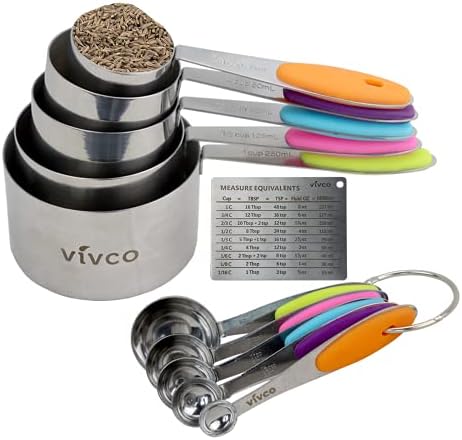 Oak & Steel - (15 Pack) Cups and Spoons Measuring Set with D Rings and ...