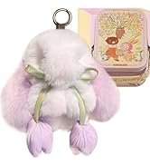 Amazon.com: Bunny Keychain with Tin & Bag Cute Soft Plush Rabbit ...