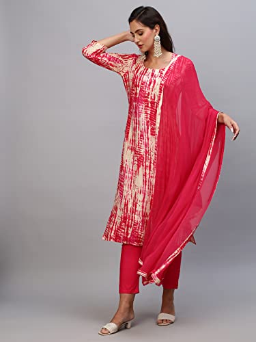 Buy GoSriKi Women's Cotton Blend Printed Straight Kurta with Pant ...