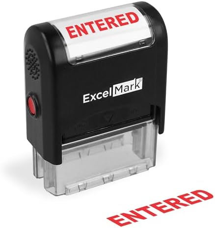 Entered Self Inking Rubber Stamp - Red Ink : Amazon.ca: Office Products