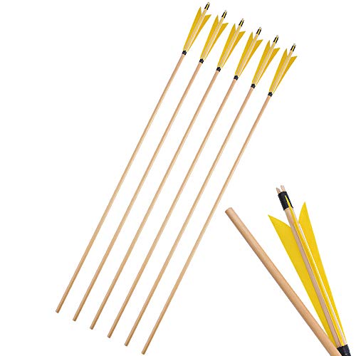 ZSHJGJR Handmade Archery Wooden Arrow Shaft Turkey Feathers Traditional ...