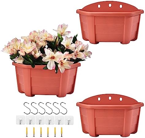 ORIMERC 25cm Wall Hanging Planters Plastic Retro Style Railing Hanging ...