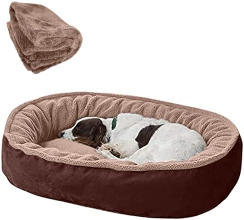 DRILLY Premium Fur Washable Dog/cat with Blanket Fur Orthopedic Bed for ...
