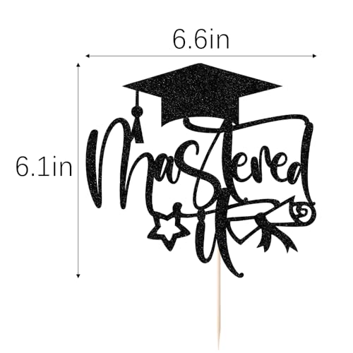 Snapklik.com : Black Glitter Mastered It Cake Topper,Happy Masters ...