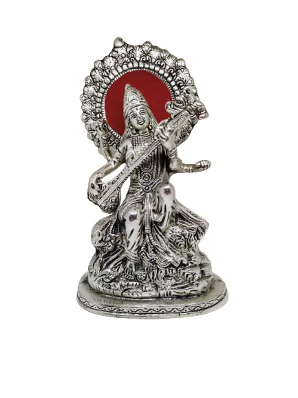 Buy Premium Silver Plated Saraswati Idol Murti Statue for Home and ...