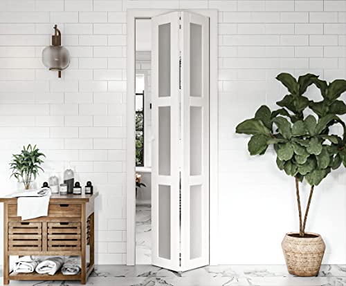 BARNER HOME Bifold Door, for 24"Ã 80" Opening, 3-lite Tempered Frosted ...