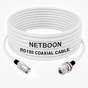 NETBOON RG188 Coaxial Cable Assembly with BNC Female to N Female Bulkhead Connectors – 50 Ohm ...