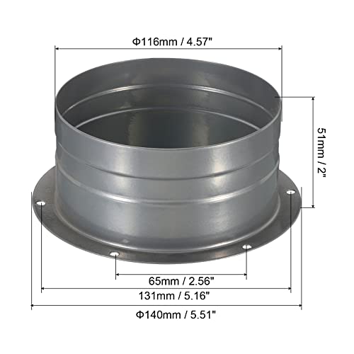 PATIKIL 5″ Duct Connector Flange, Metal Straight Pipe Exhaust Flange ...